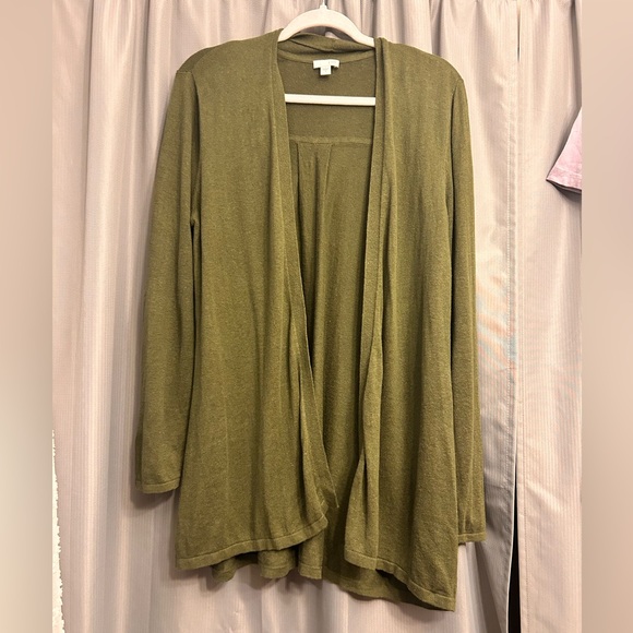 J. Jill | Sweaters | Jjill Army Olive Green Line Blend Openfront Long ...